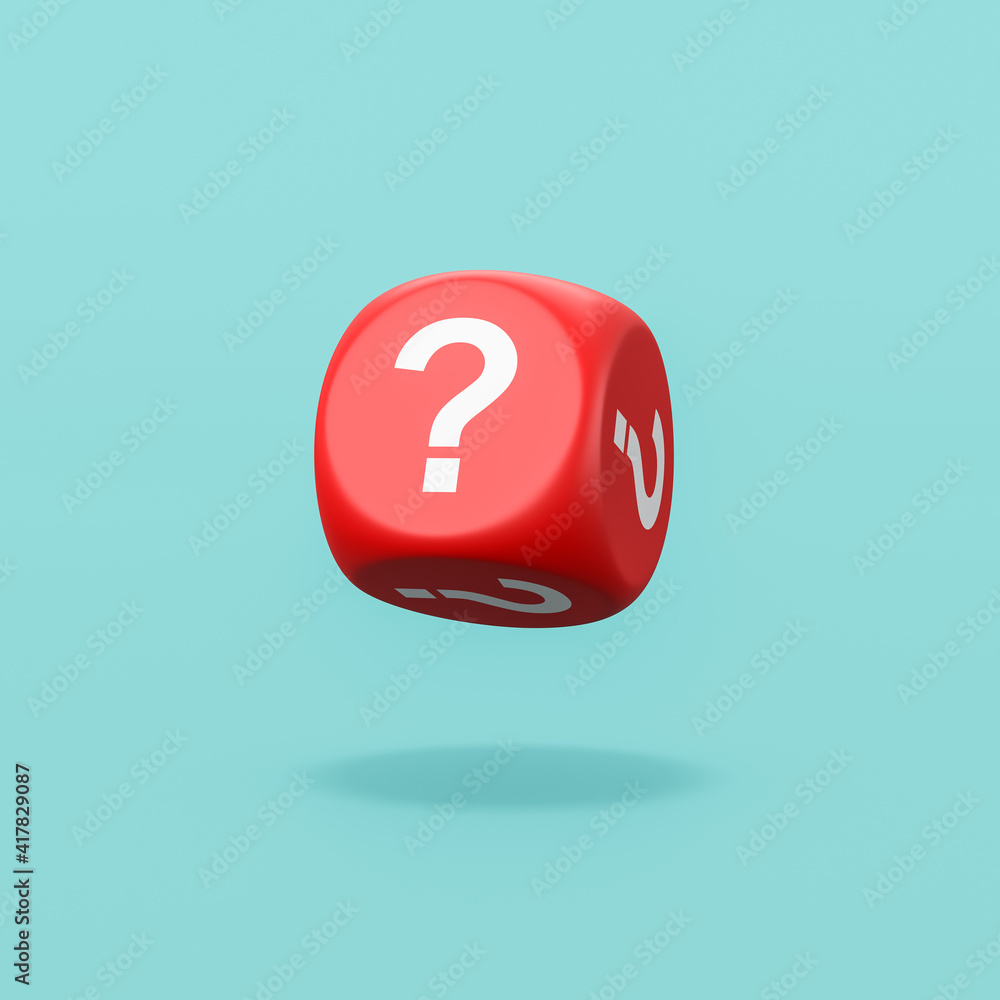 Question Mark Red Dice on Blue Background Stock Illustration | Adobe Stock