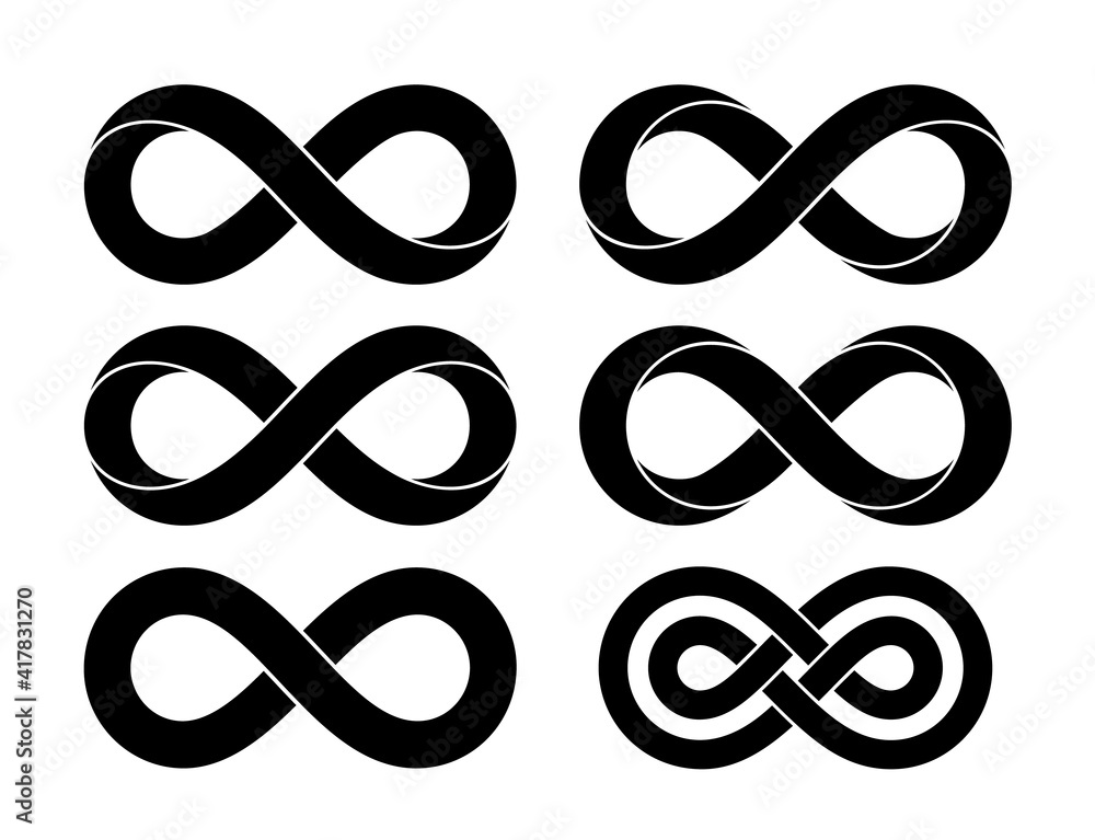 Set of Infinity signs made of different types of torsion and ...