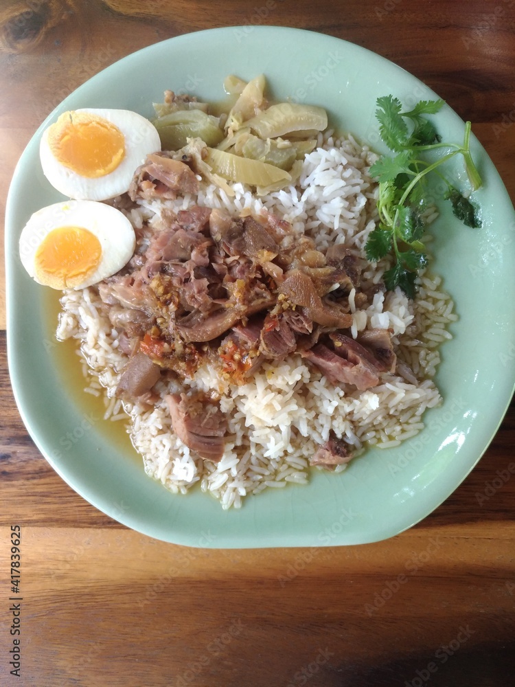 Pork knuckle rice (Braised Pork Leg or Khao Kha Moo ) is one of the ...