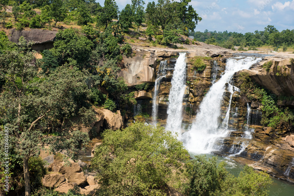 Koriya / India 21 October 2017 Amritdhara waterfall in Koriya district ...