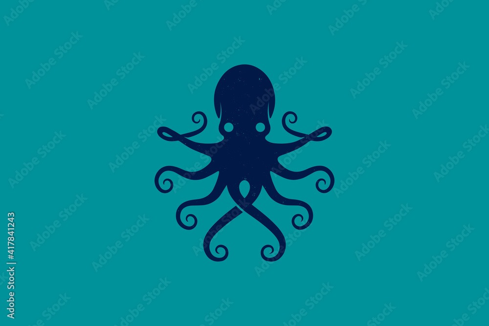 Blue Octopus Animal Logo Design Stock Vector | Adobe Stock
