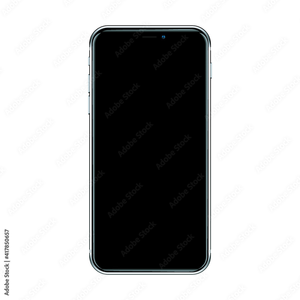 Realistic smartphone mockup with locked black screen. Turned off phone ...