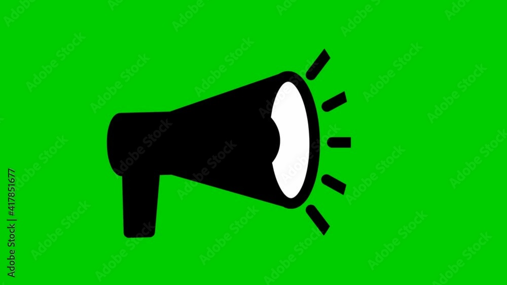 Animated symbol of megaphone. Looped video. Concept of news, announce ...