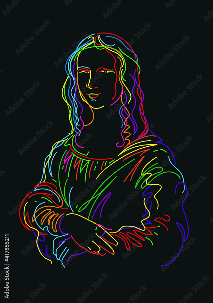Mona Lisa neon sign vector illustration Stock Vector | Adobe Stock