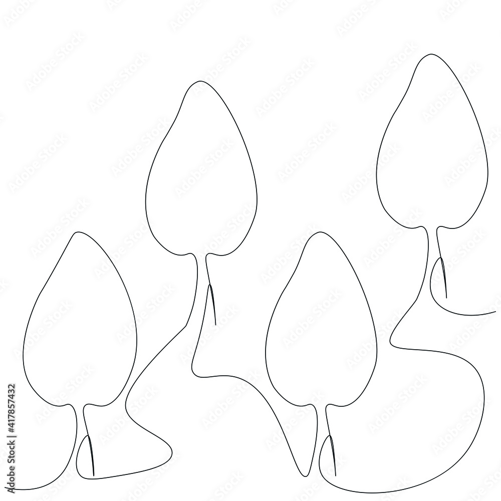 Trees line drawing, vector illustration Stock Vector | Adobe Stock