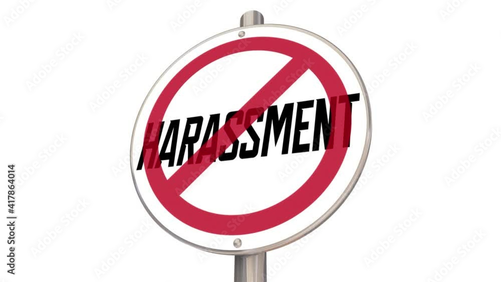 No Harassment Area Zone Sign Stop Sexual Crime Abuse 3d Animation Stock ...