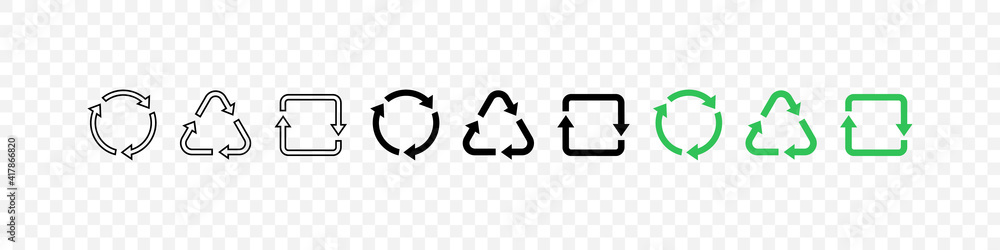 Recycle symbols. Recycling vector icons. Recycle icon, isolated. Vector ...
