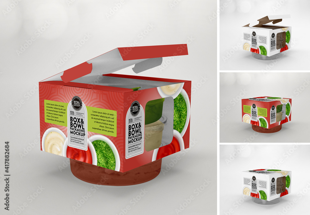 Box and Bowl Set Packaging Mockups Stock Template | Adobe Stock