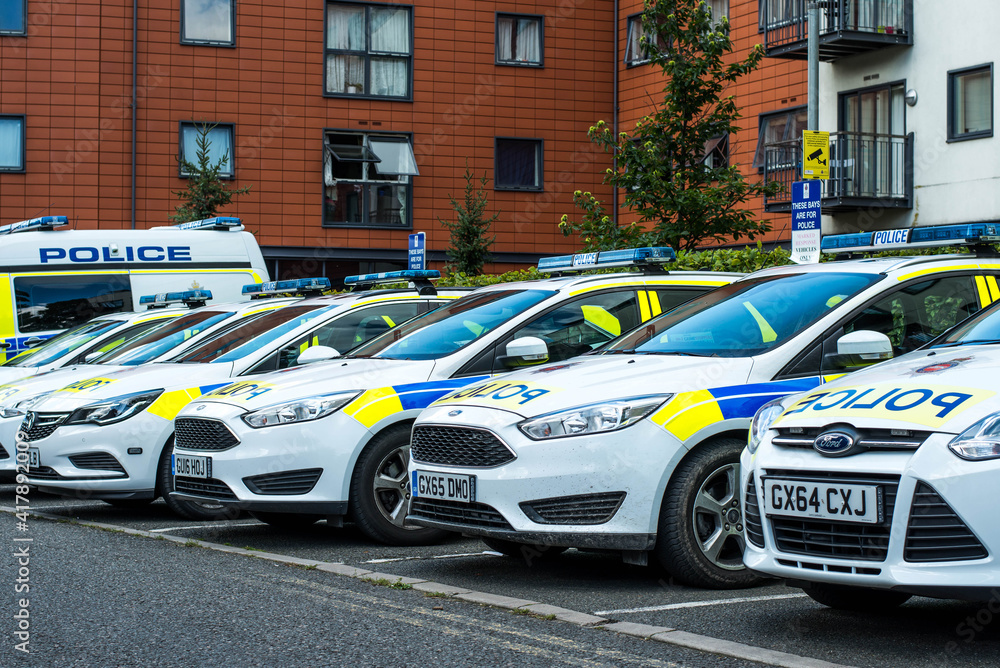 Parked British Police Cars Stock Photo | Adobe Stock