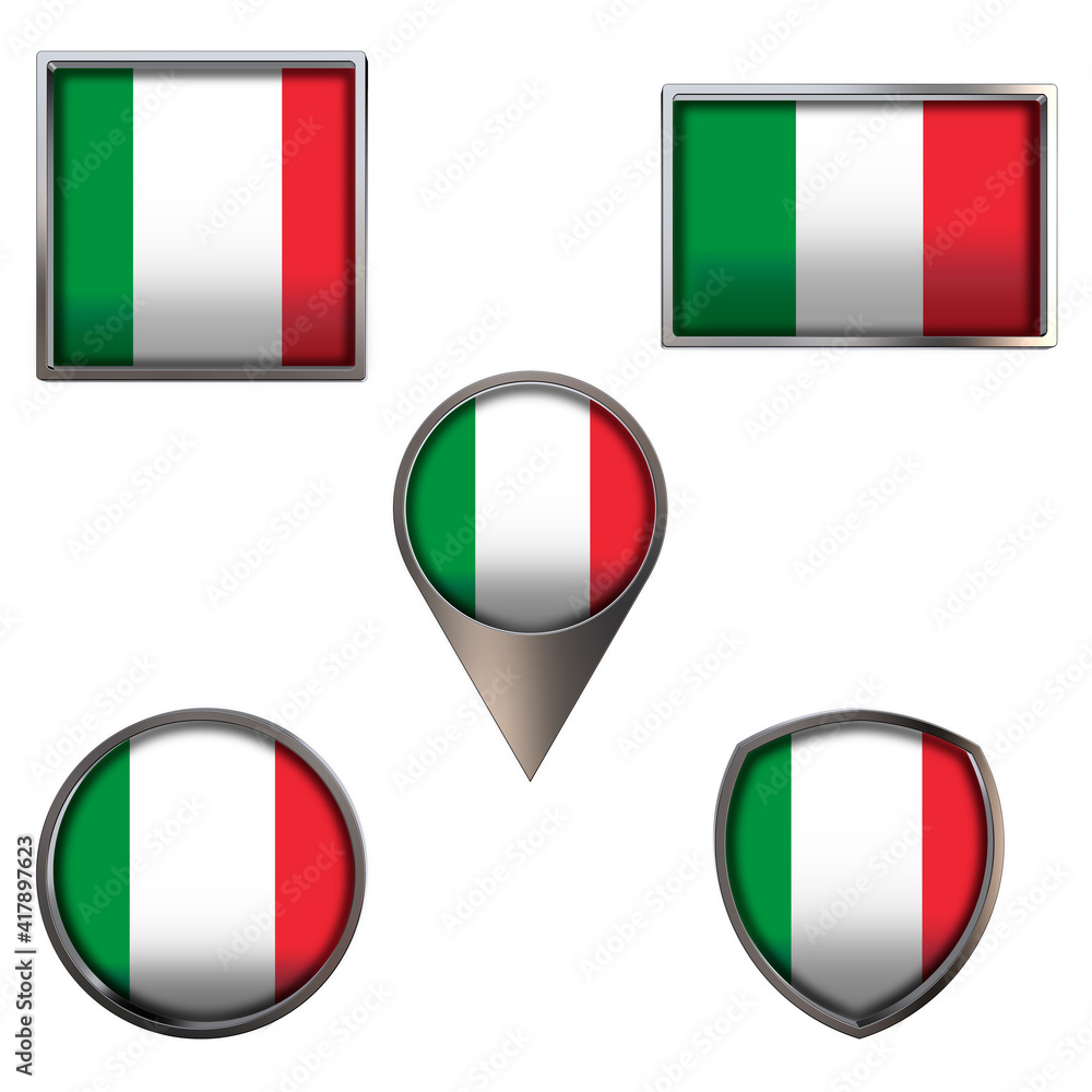Various flags of the Italian Republic. Realistic national flag in point ...