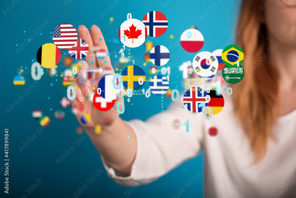 World map with all states and their flags,3d render. Stock Photo ...