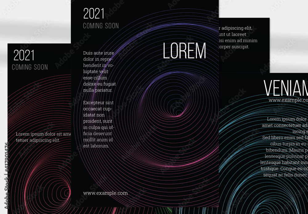 Flyer Layout with Geometric Wireframe Shapes on Black Stock Template ...