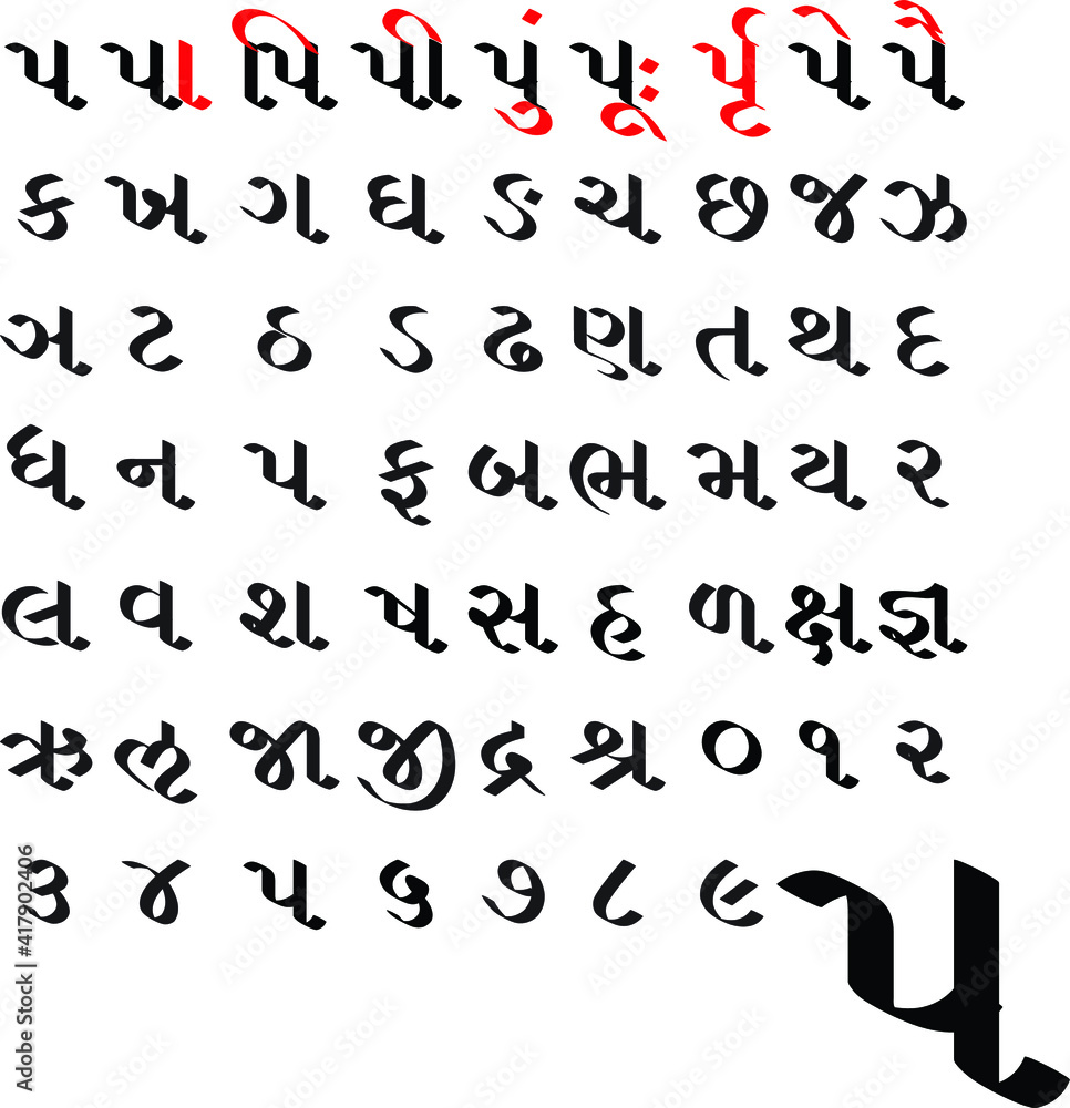 For Indian language Gujarati, handmade font, the typeface for all ...