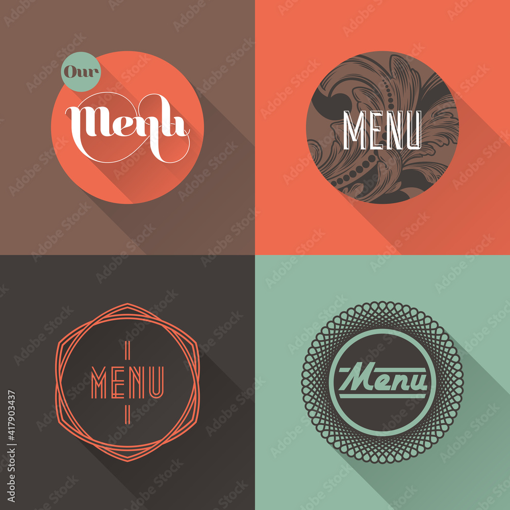 Restaurant menu design elements. Elegant vector badges and labels for ...