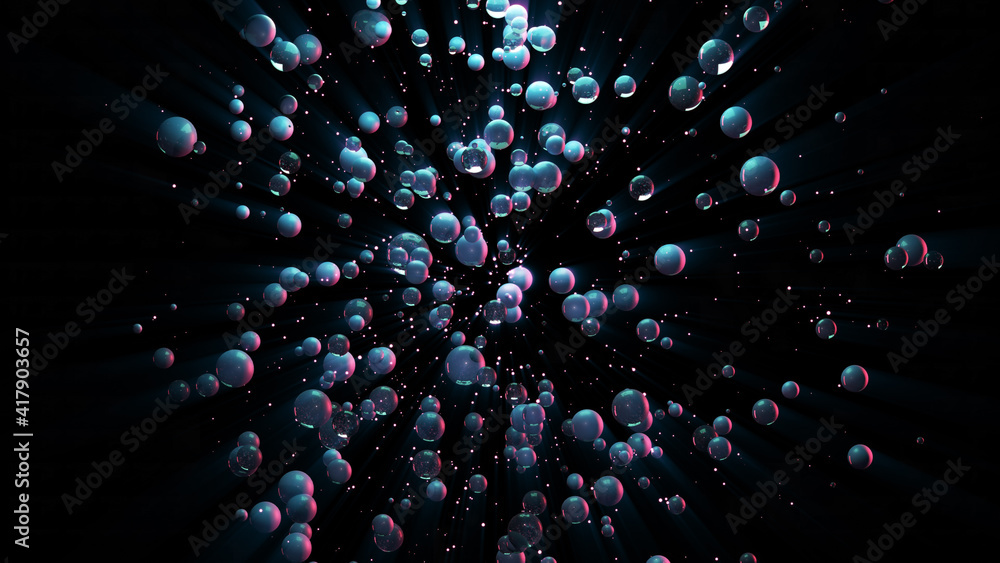 Abstract background. Spheres particles. 3D rendering. Concept art ...