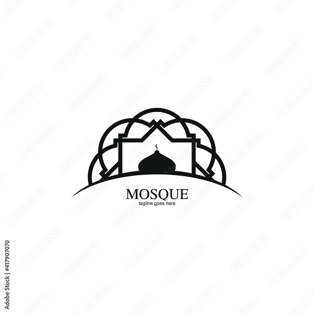 mosque logo icon inspiration with mandala ornaments. black and white ...