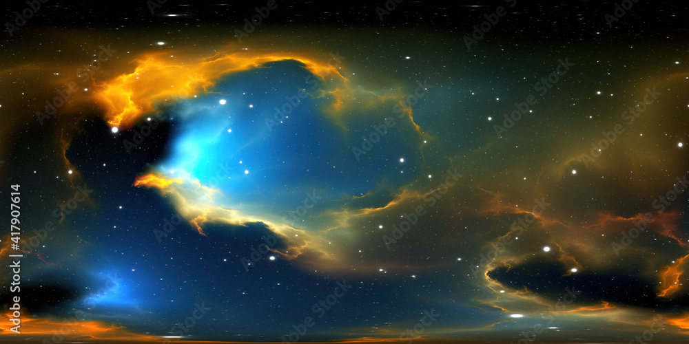 360 degree space nebula panorama, equirectangular projection ...