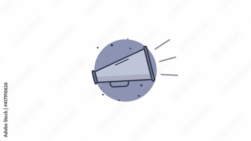 Simple animated loudspeaker icon with sound effect. Announcement icon ...