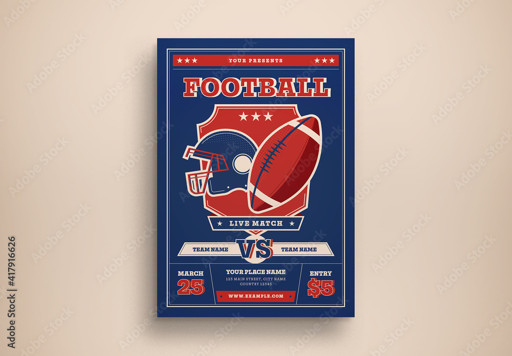 Football Live Match Flyer Layout Stock Template | Adobe Stock