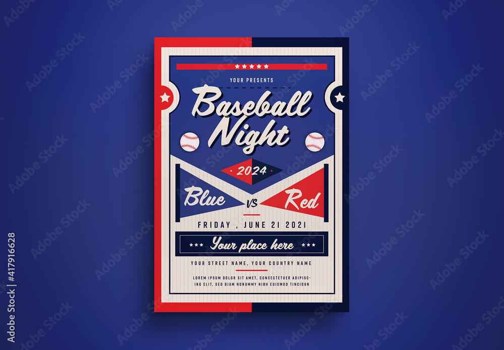 Baseball Flyer Layout Stock Template | Adobe Stock