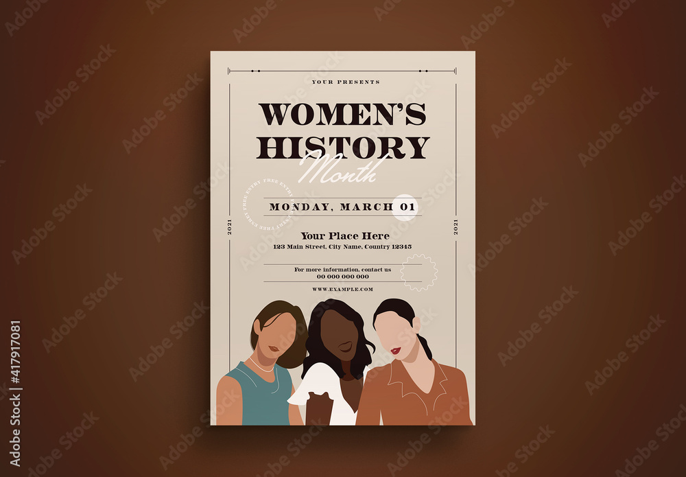Women's History Month Flyer Layout Stock Template | Adobe Stock