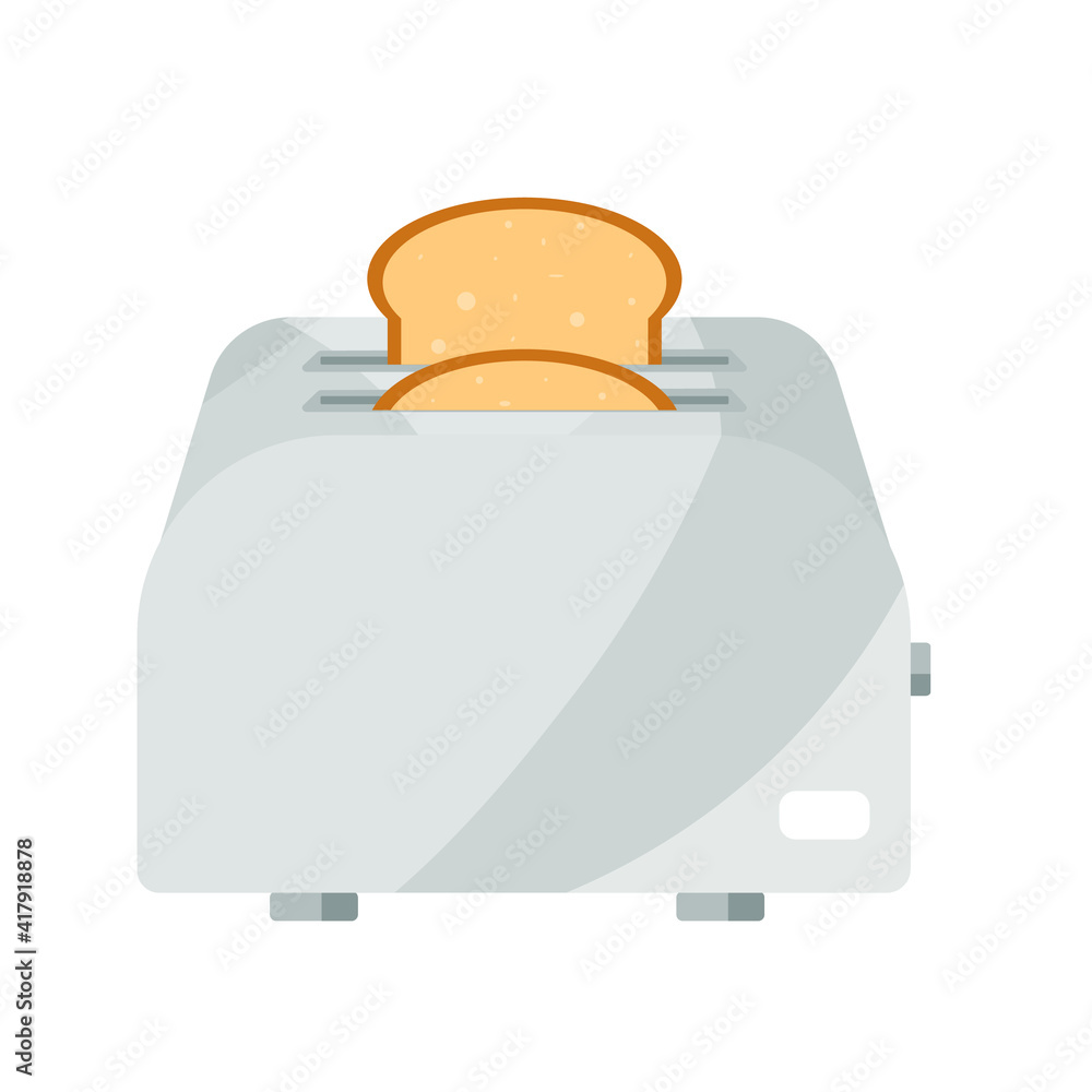 preheating the bread in the toaster .vector graphics on an isolated ...