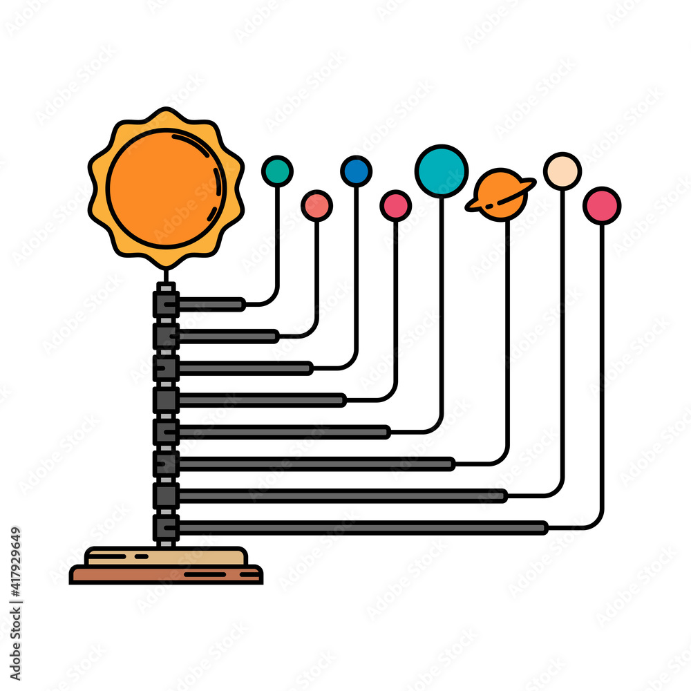 Color space science icon planets orbit layout. Classroom school ...