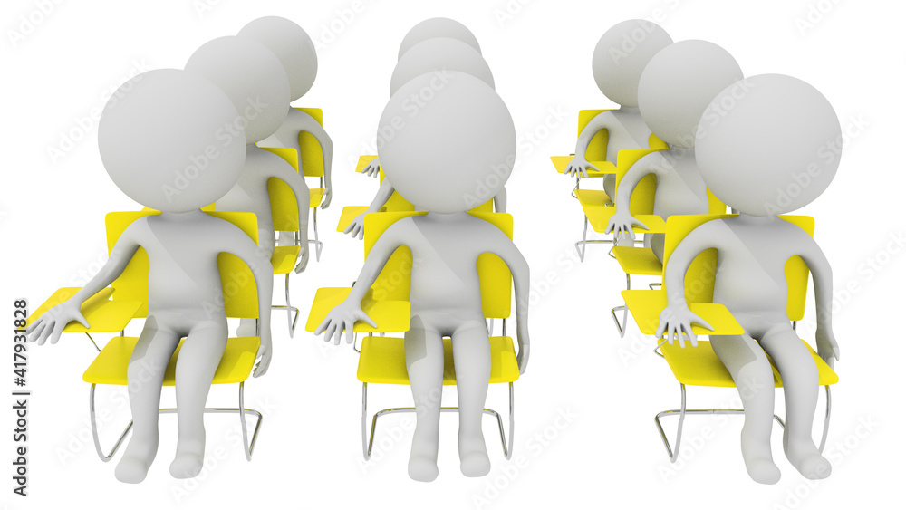 studens class school chairs attending lesson 3d human characters - 3d ...