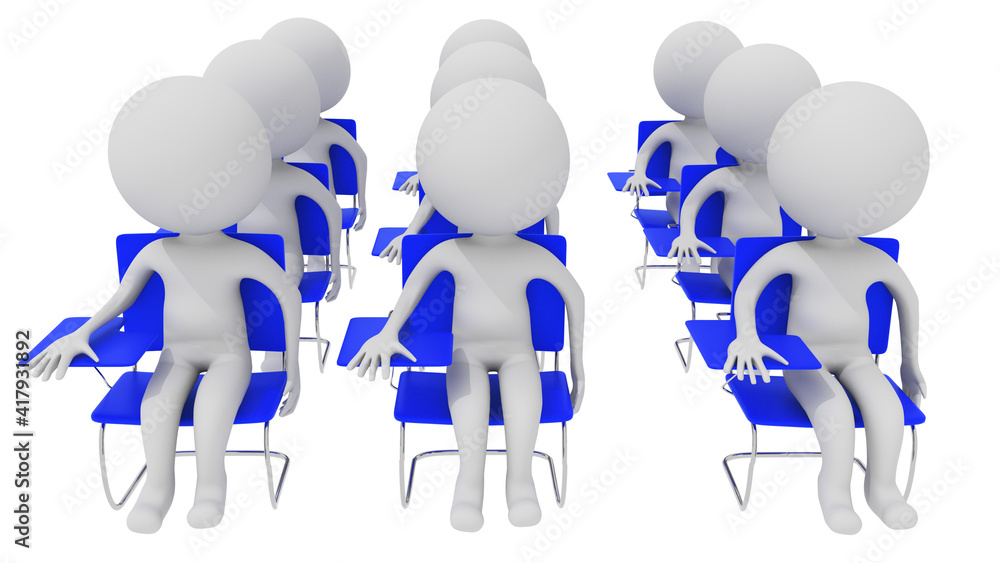 studens class school chairs attending lesson 3d human characters - 3d ...