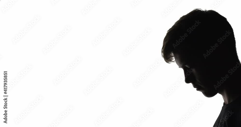 Sad man silhouette. Emotional crisis. Disappointment loneliness. Dark ...