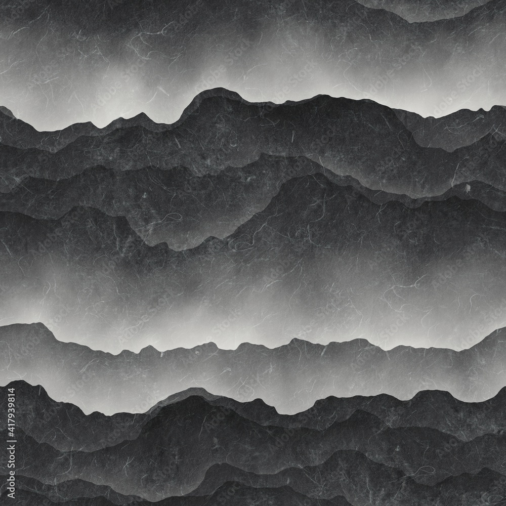 Seamless gray mountains fading into fog. High quality illustration ...
