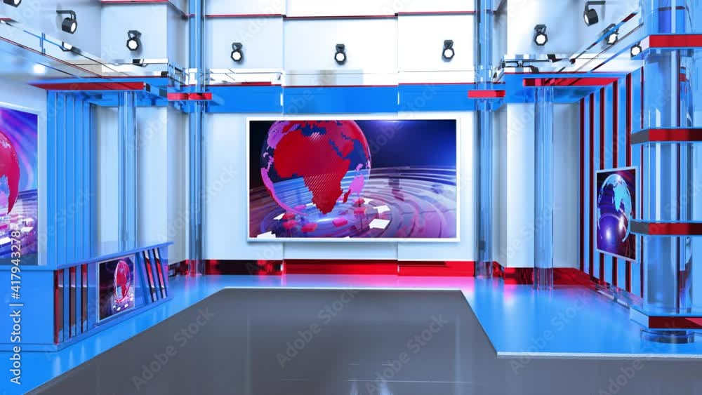 3D Virtual TV Studio News , TV On Wall.3D Virtual News Studio ...