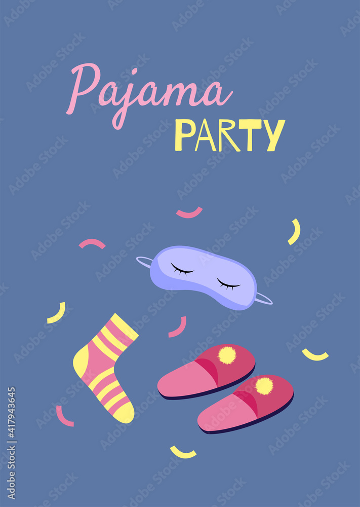 Vector illustration for pajama party in cartoon style. Bright template ...