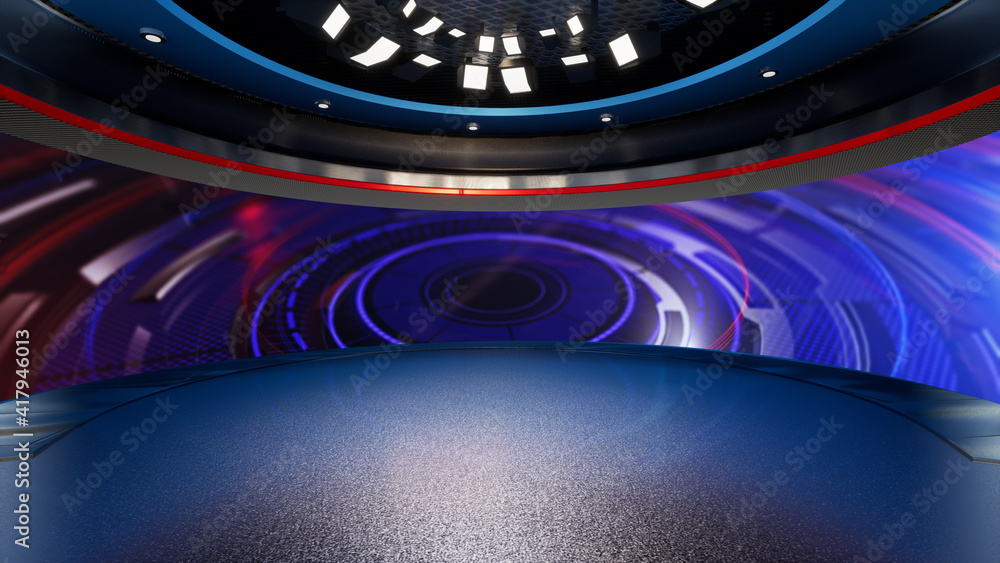 News Studio, Backdrop For TV Shows .TV On Wall.3D Virtual News Studio ...