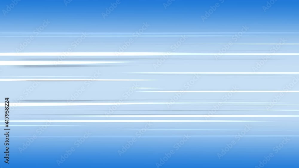 Horizontal blue glowing speed lines. Moving anime background. Abstract ...