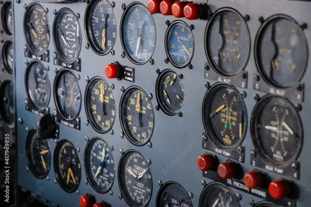 Control panel in a plane cockpit Stock Photo | Adobe Stock
