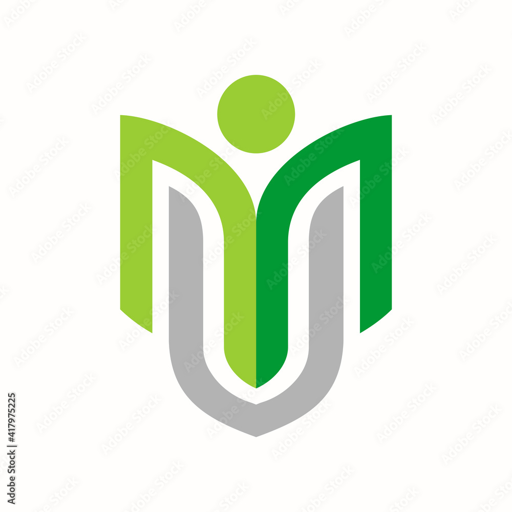 initials monogram MU letter with people icon logo design template ...