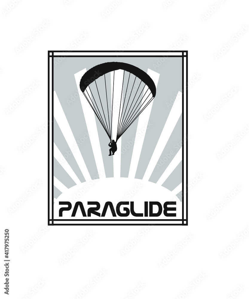 Paragliding parachute sky graphic design custom typography vector for t ...