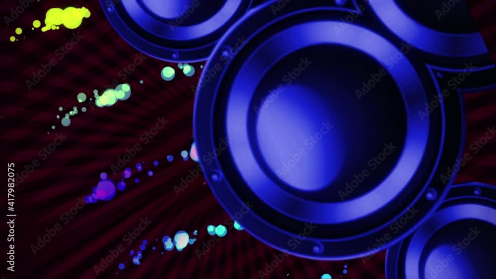 Retro music fashion show bass sound spectrum playing speakers and ...