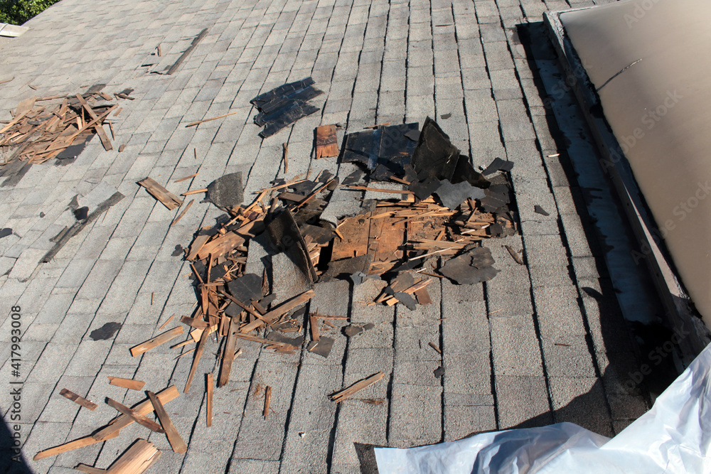 Demolition and removal of an Old Asphalt Single roof that was installed ...