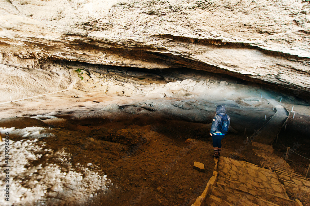 Milodon cave in Torres del Paine national park, Chile Stock Photo ...