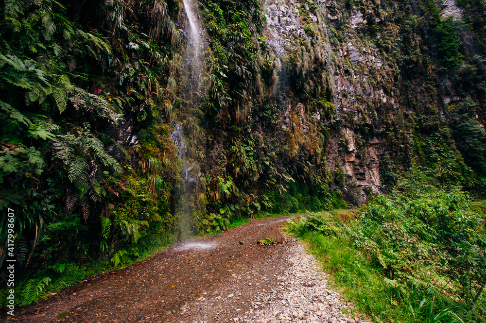 The Death Road is one of the most dangerous roads in the world Stock ...