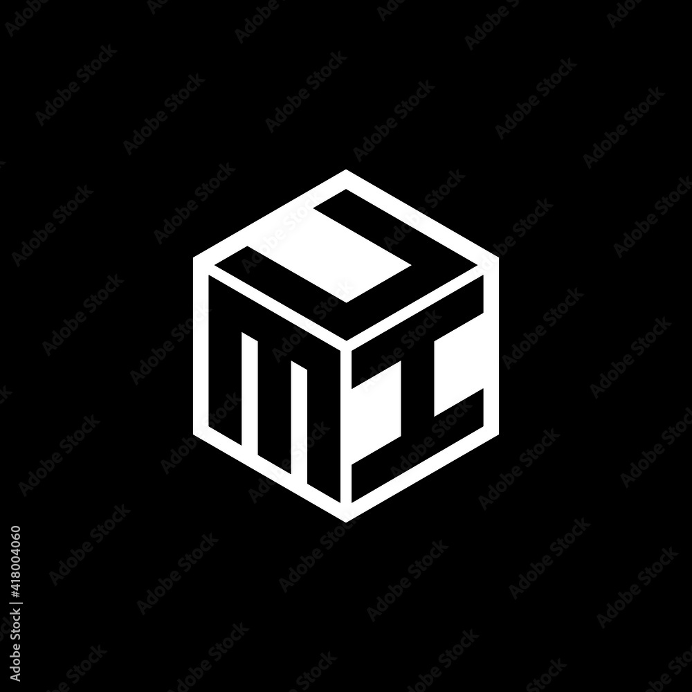 MIU letter logo design with black background in illustrator, cube logo ...