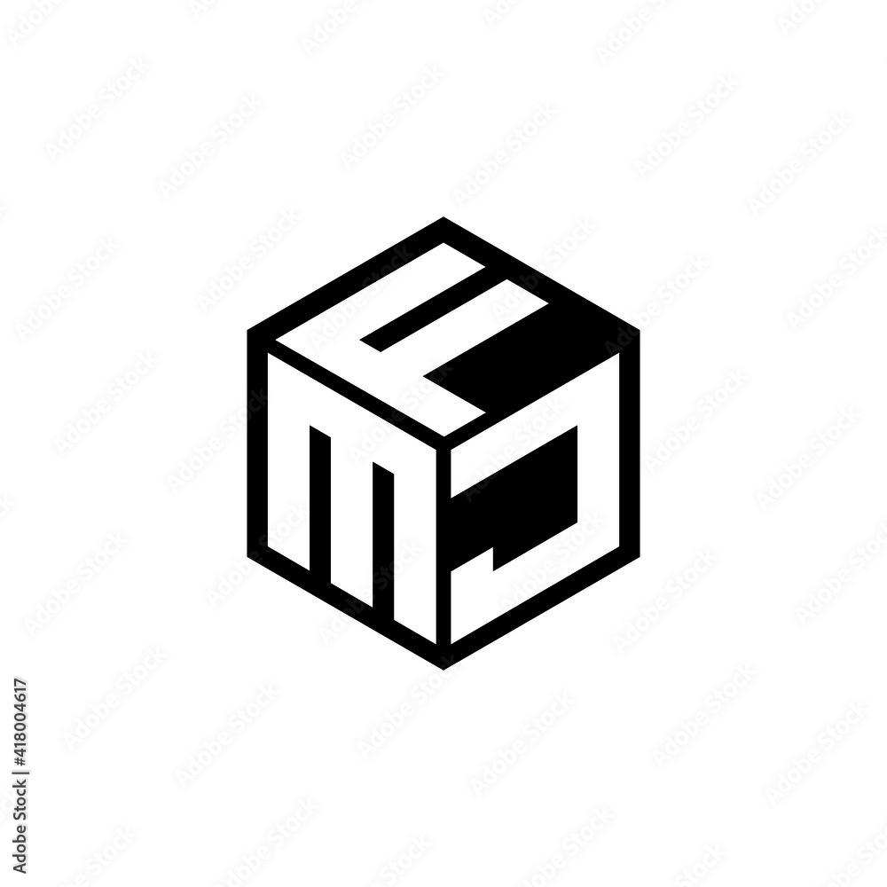MJF letter logo design with white background in illustrator, cube logo ...