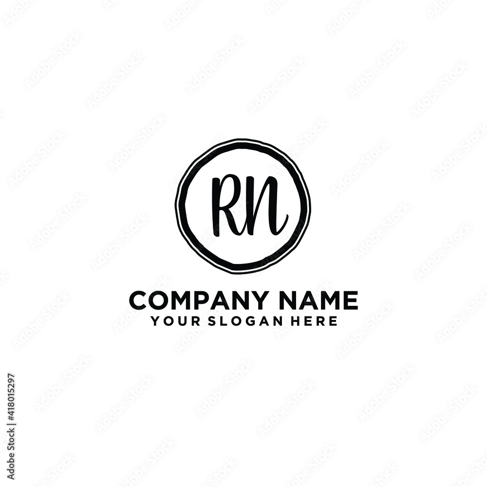 Letter RN Beautiful handwriting logo Stock Vector | Adobe Stock