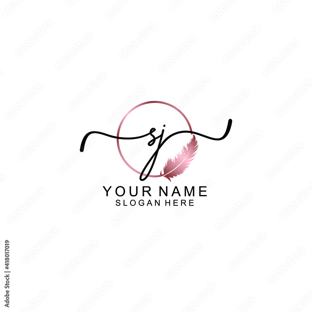 Letter SJ Beautiful handwriting logo Stock Vector | Adobe Stock