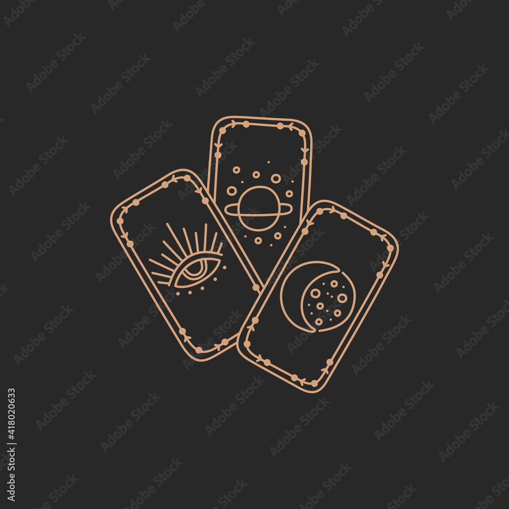 Vecteur Stock Tarot cards logo, future fortune teller icon concept ...