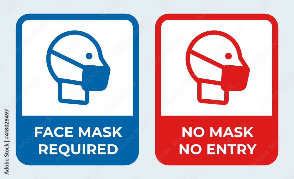 Covid-19 prevention sign, Face mask required, No mask No entry Stock ...