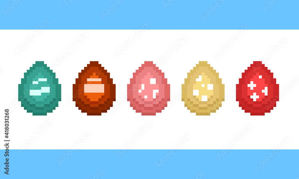 Pixel art set of dimension easter egg. Stock Vector | Adobe Stock