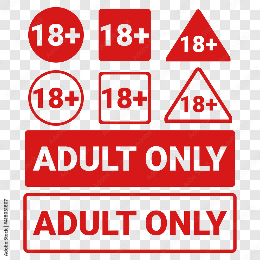 18 plus sign. Warning only for 18 years and over. Eighteen years over ...